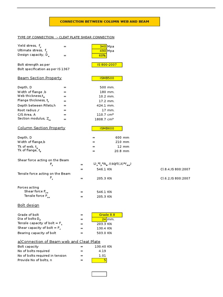 Column Web and Beam Web Bolted | PDF | Screw | Beam (Structure)