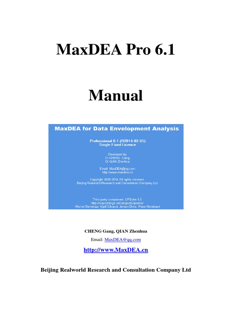 MaxDEA Pro 6 Manual PDF | PDF | Microsoft Access | Mathematical Model
