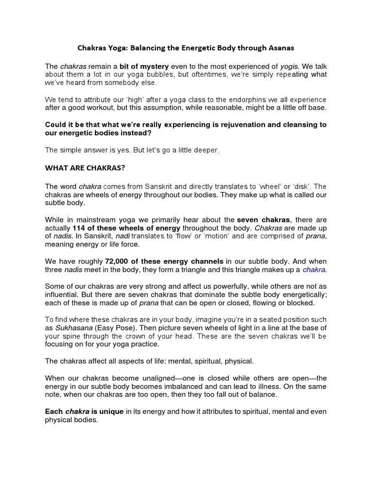 Asana For Chakra Activation | PDF | Chakra | Asana