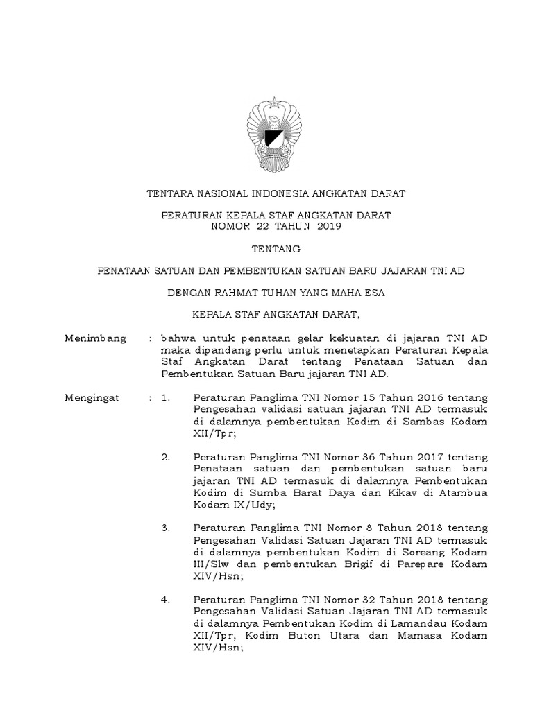 Perkasad No 22 THN 2019 Kodim Soreang, Mamasa DLL PDF | PDF