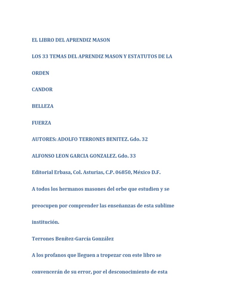El Libro Del Aprendiz Mason | PDF | Masonería | Religión y creencia