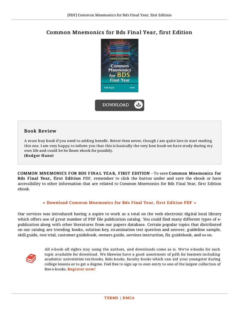 Common Mnemonics For Bds Final Year First Editio | PDF | E Books | Media Technology