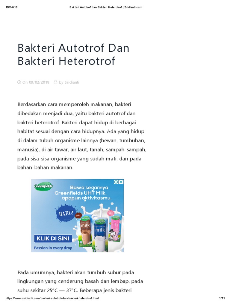 Bakteri Autotrof Dan Bakteri Heterotrof - Sridianti | PDF