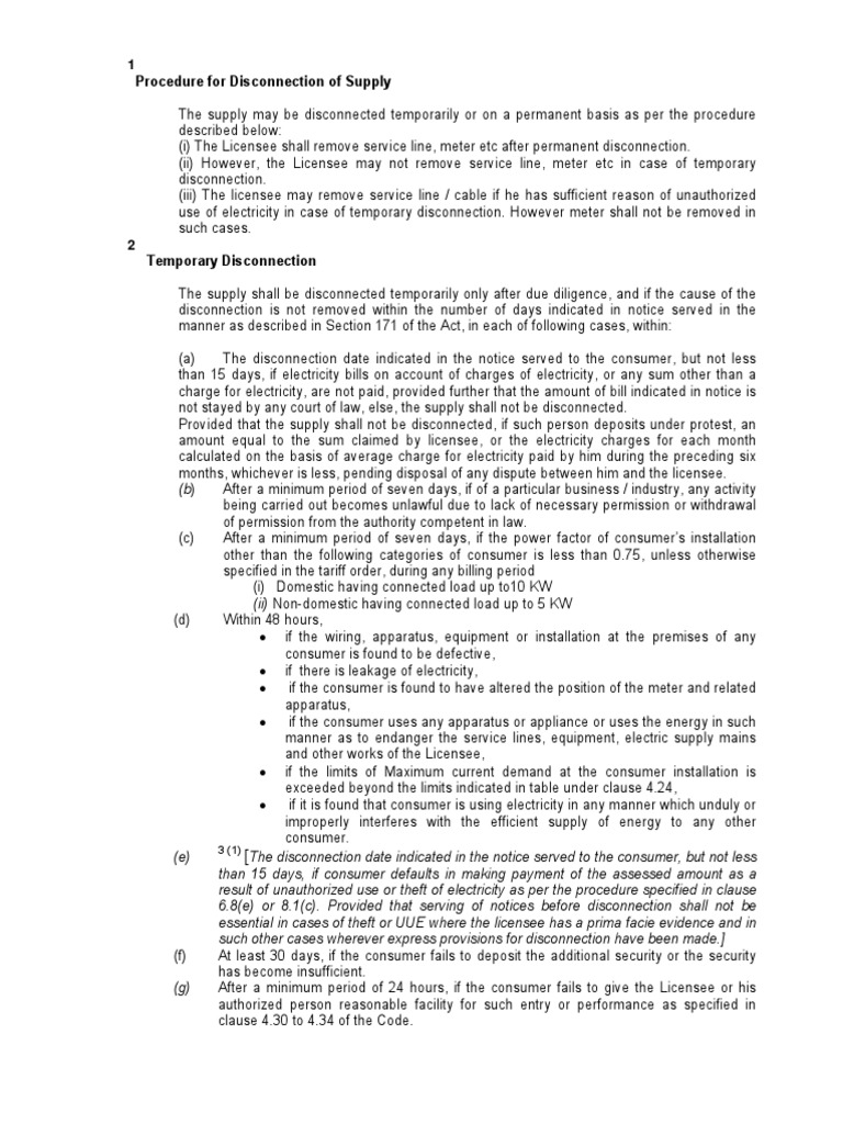 Procedure For Disconnection of Electricity Supply in Maharashtra | PDF ...
