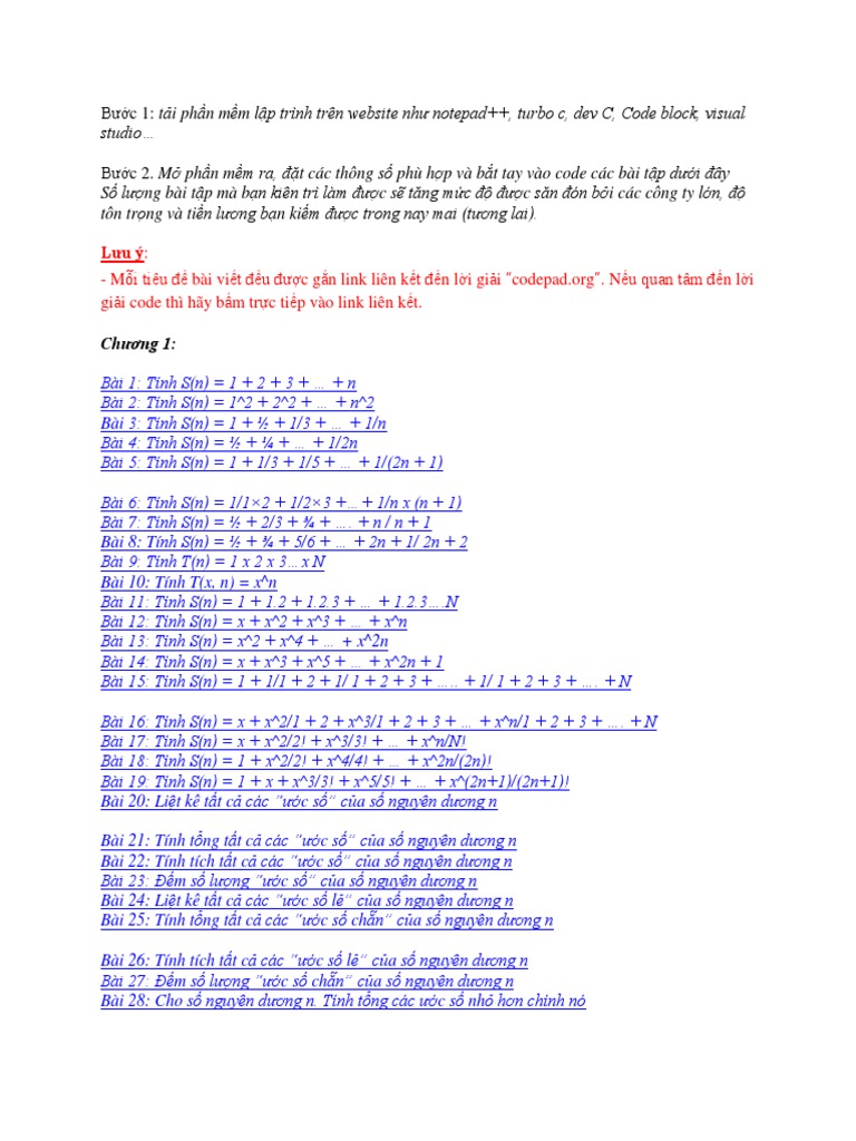 1000 Bai Tap Lap Trinh C C++ Co Loi Giai | PDF