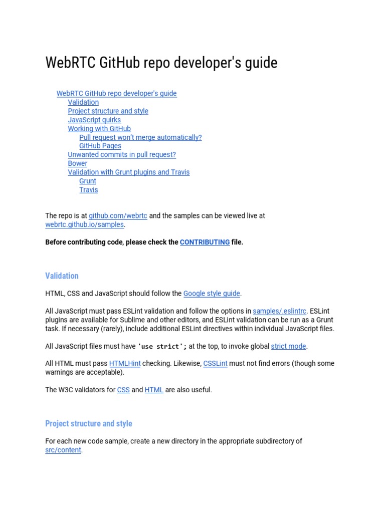 WebRTC GitHub Repo Developer's Guide | PDF | Information Technology ...