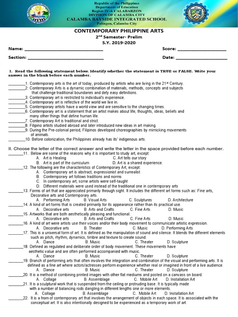 CPAR Prelim 2019-2020 | Download Free PDF | Fine Art | Contemporary Art