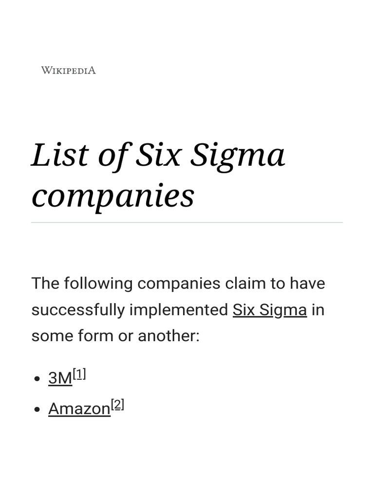 List of Six Sigma Companies | PDF | Six Sigma | Companies