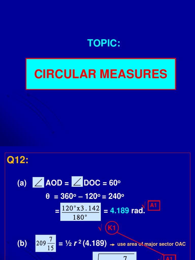 circular measure.ppt | Mathematical Objects | Mathematical Concepts