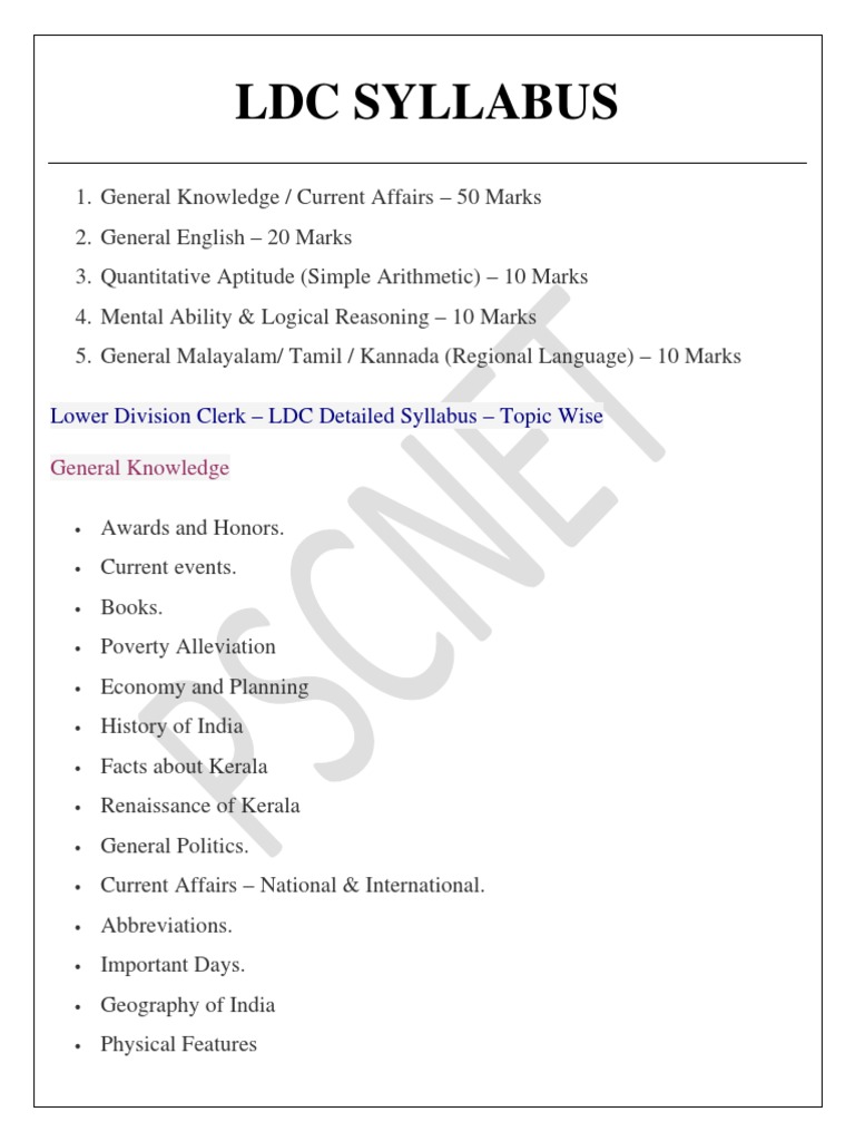 LDC Syllabus | PDF | English Language | Grammatical Number