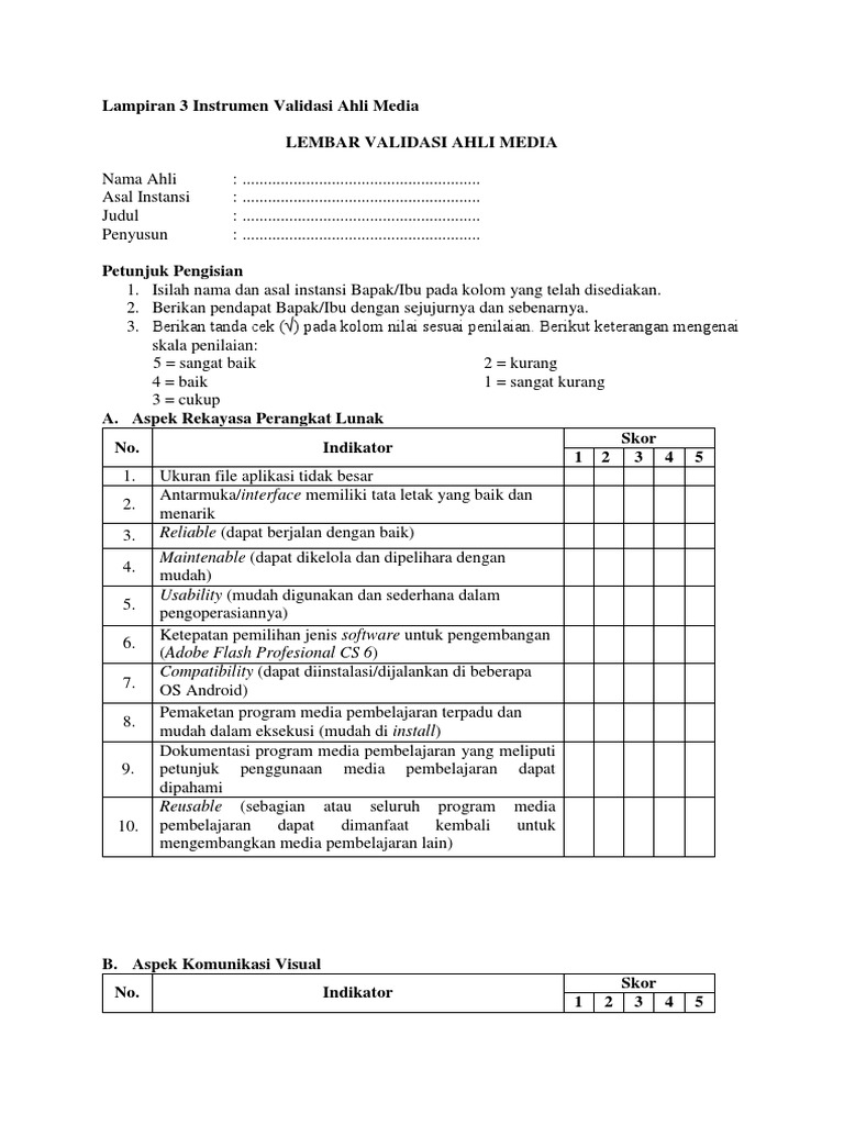 Lampiran 3 Instrumen Validasi Ahli Media | PDF