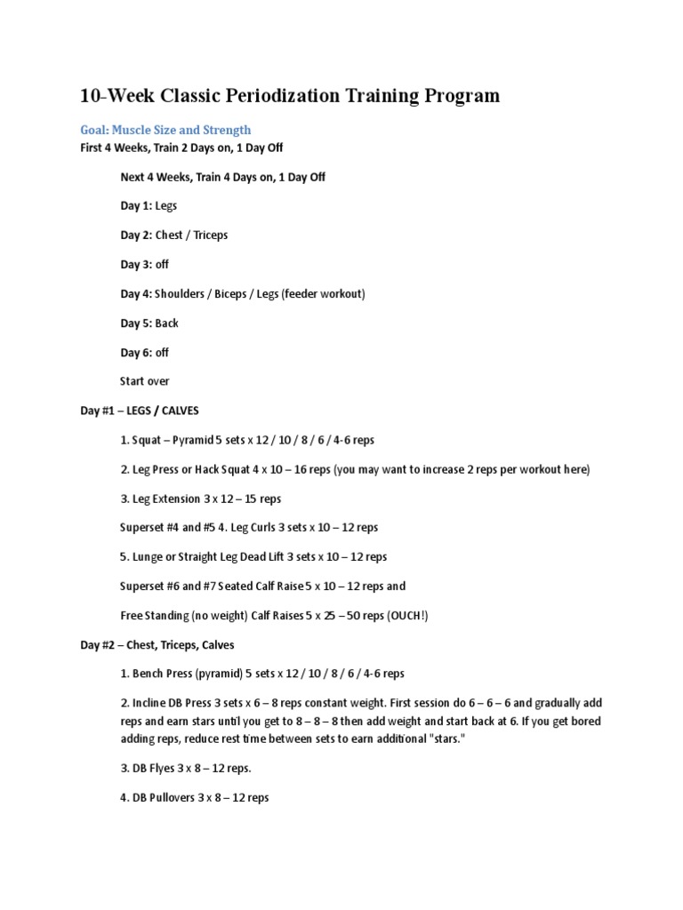 10-Week Classic Periodization Training Program | Download Free PDF ...