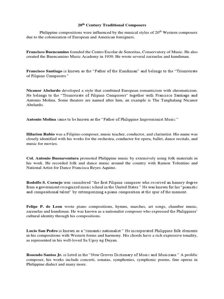 Handouts MA | PDF | Composers | Musical Compositions