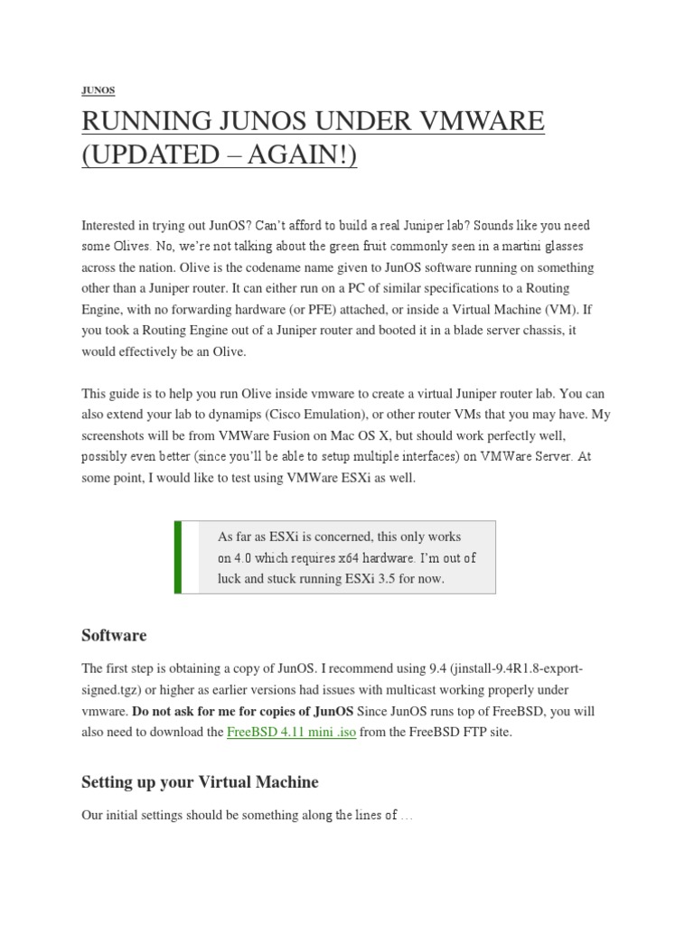 Running Junos Under Vmware | PDF | Virtual Machine | Computer Networking