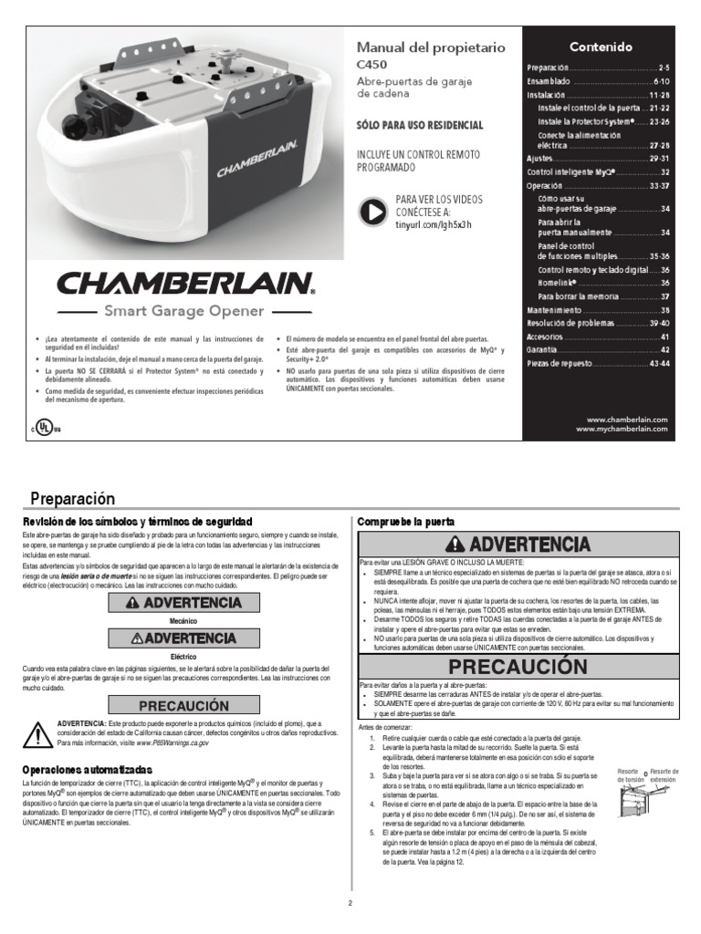 Chamberlain Configuracion Motor | PDF | Tornillo | Engranaje