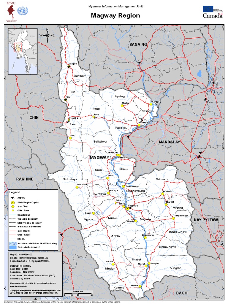 Region Map TSP Magway MIMU696v03 09sep2016 ENG A3 0 PDF | PDF ...
