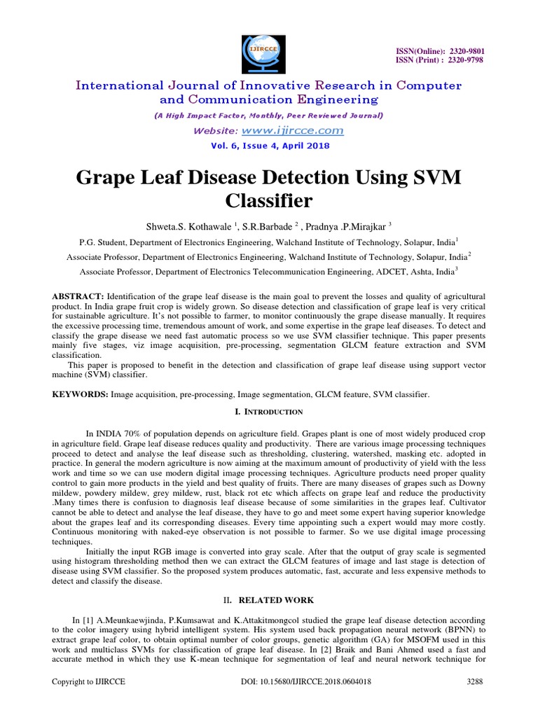 Grape Leaf Disease Classification | PDF | Image Segmentation | Rgb Color Model