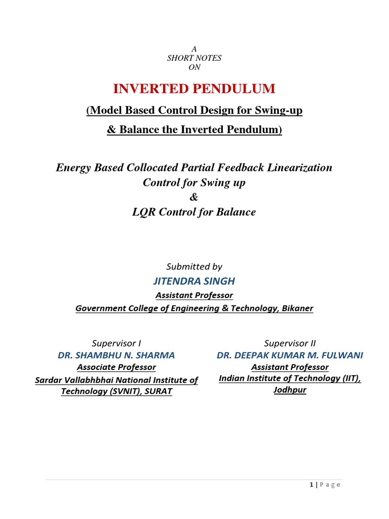 Inverted Pendulum | PDF | Matrix (Mathematics) | Eigenvalues And ...