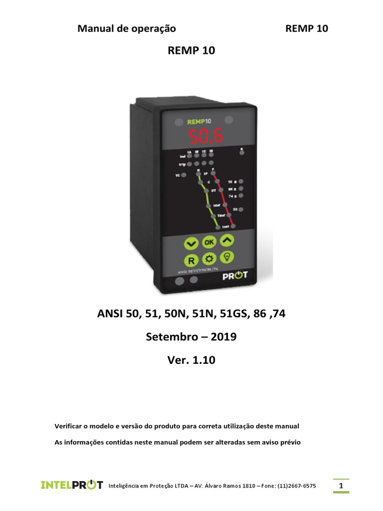 Manual de Operação REMP 10 | PDF | Relé | Rede elétrica