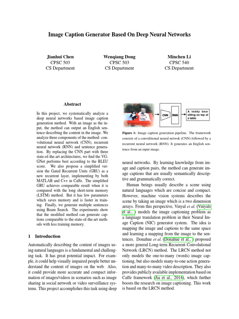 Image Caption Generator Final Report | PDF | Artificial Neural Network ...