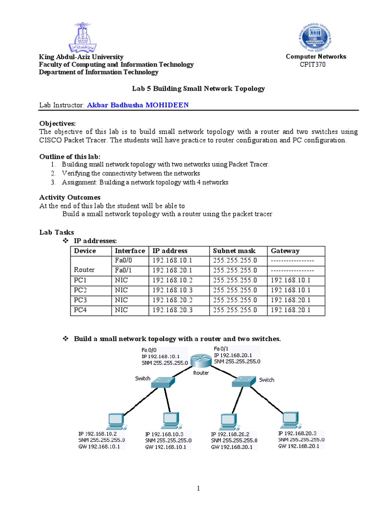 Lab4 - Packet Tracer | PDF | Router (Computing) | Computer Network