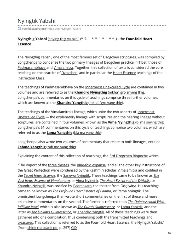Nyingtik Yabshi PDF | PDF | Dzogchen | Buddhist Philosophical Concepts
