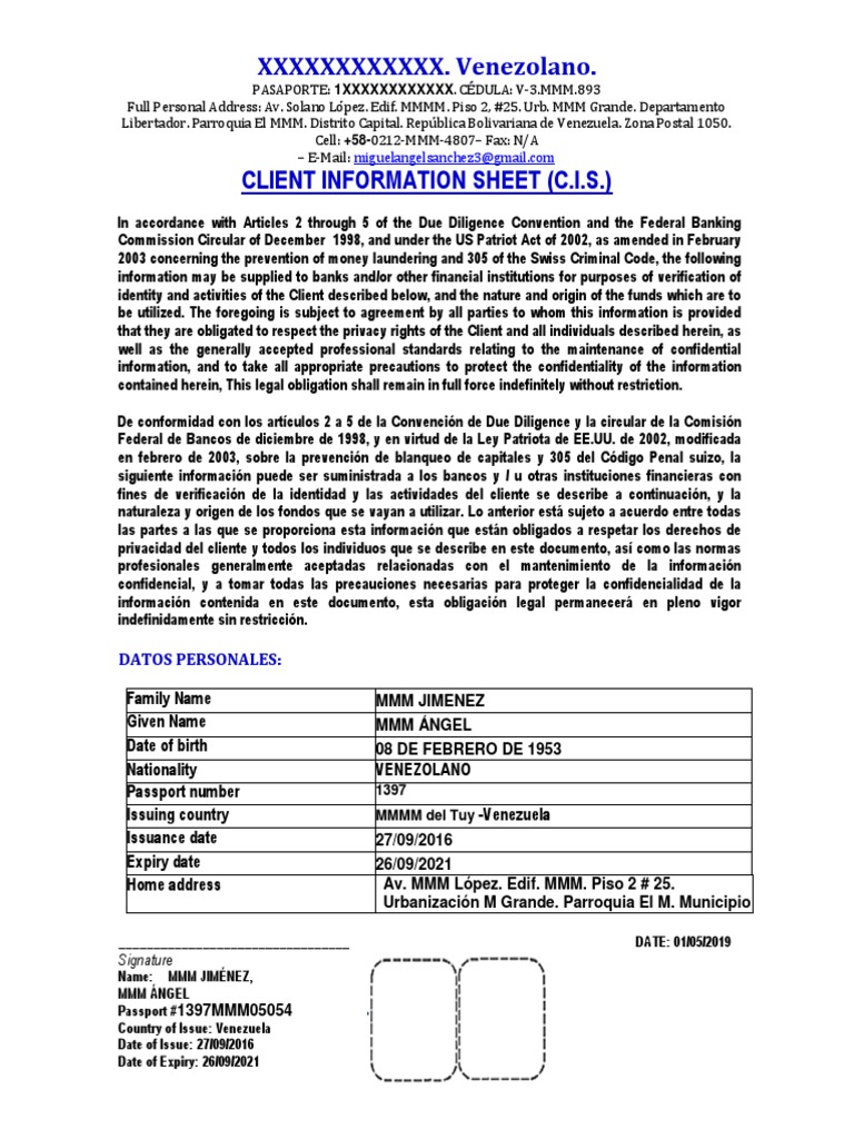 Cis Personal Modelo | PDF | Bancario | Servicio financiero y comercial