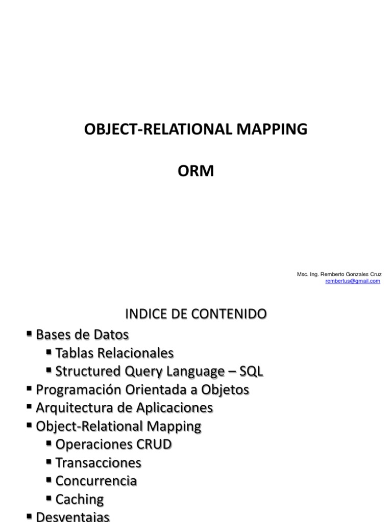 Object-Relational Mapping | PDF | Bases de datos | Gestión de la ...
