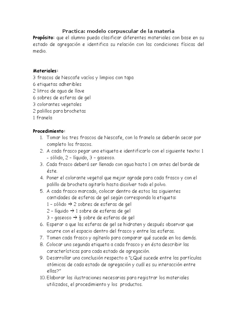 Practica Modelo Corpuscular de La Materia | PDF