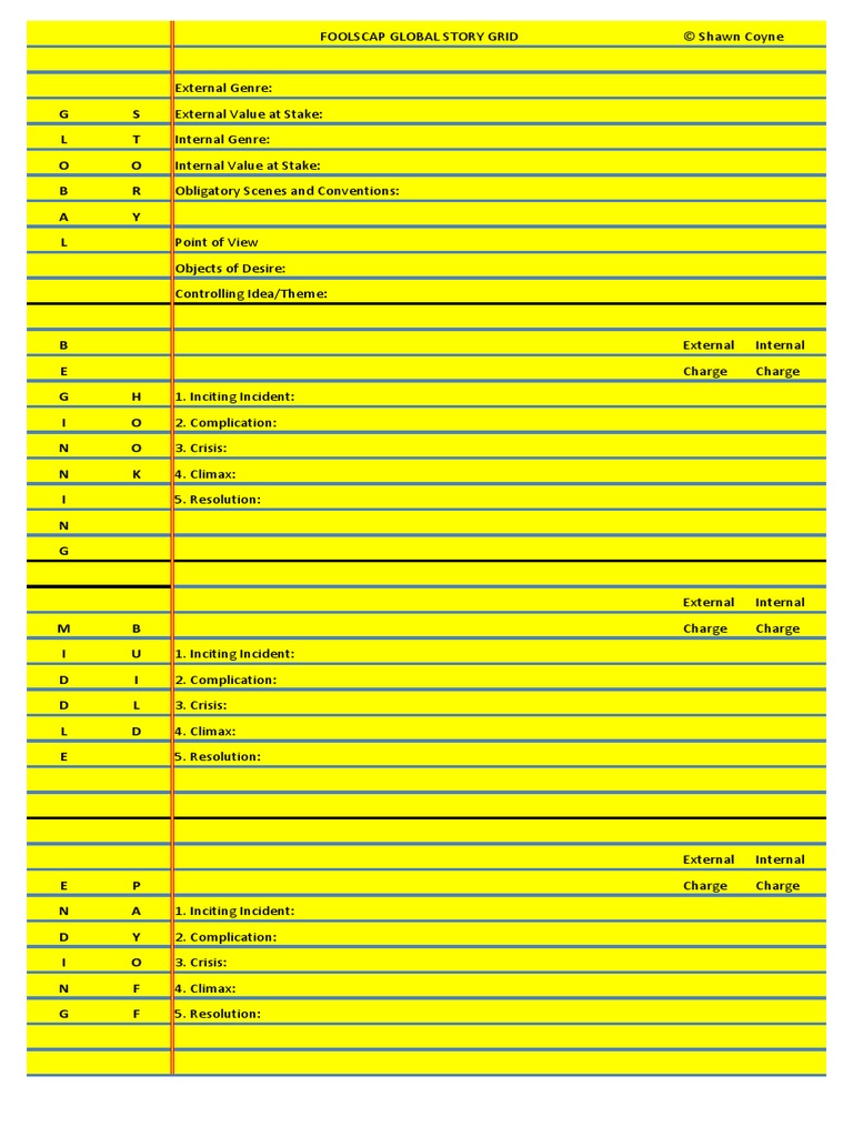 Foolscap Story Grid Generic Sheet1 3 | PDF