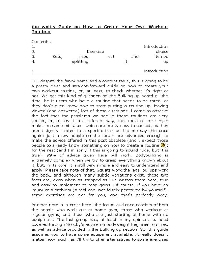 The - Wolf's Guide On How To Create Your Own Workout Routine | PDF