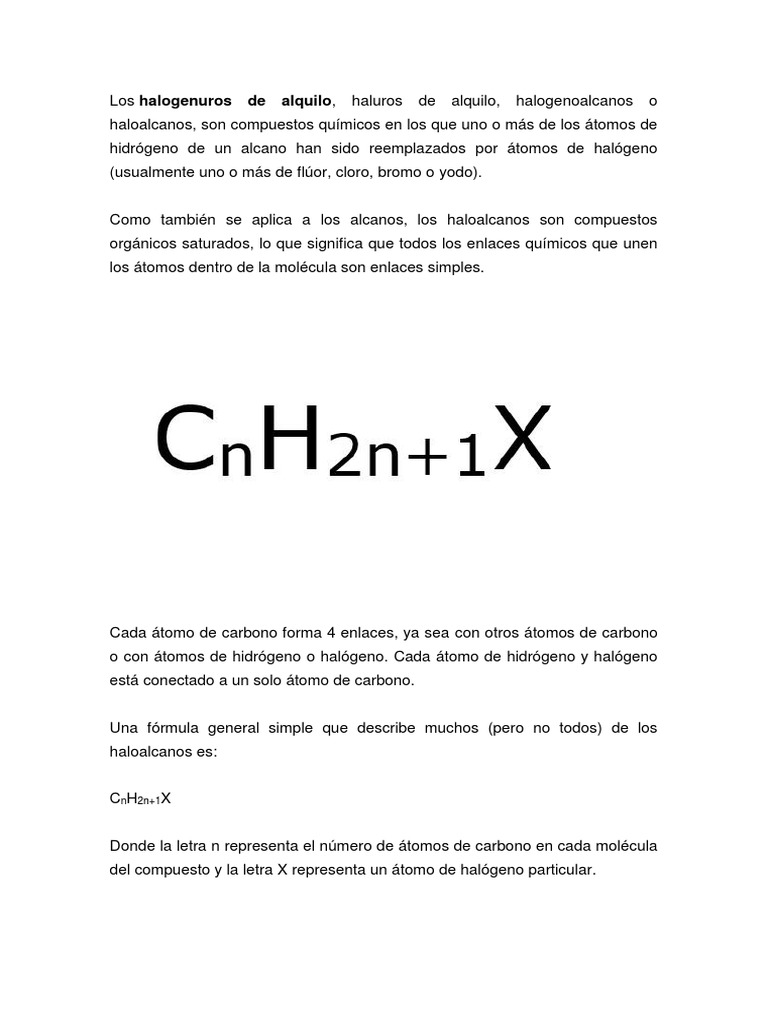 Fórmulas y tipos de halogenuros de alquilo | PDF | Clorofluorocarbono ...
