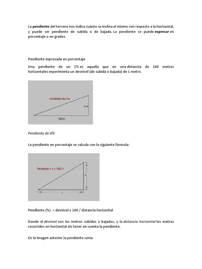 Cómo calcular la pendiente en porcentaje | PDF