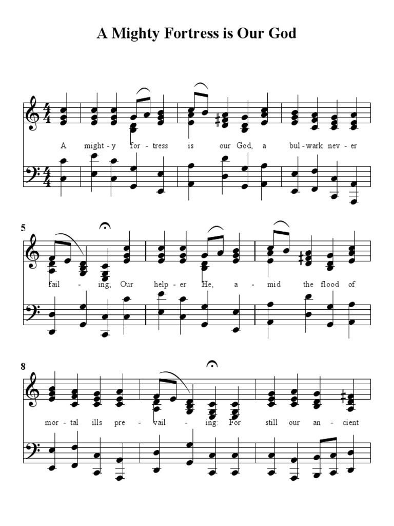 A Mighty Fortress Lyrics and Music | PDF