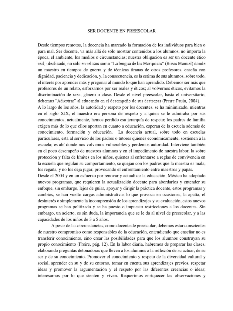 La Docencia en Preescolar: Retos y Compromisos | PDF | Educación de la ...