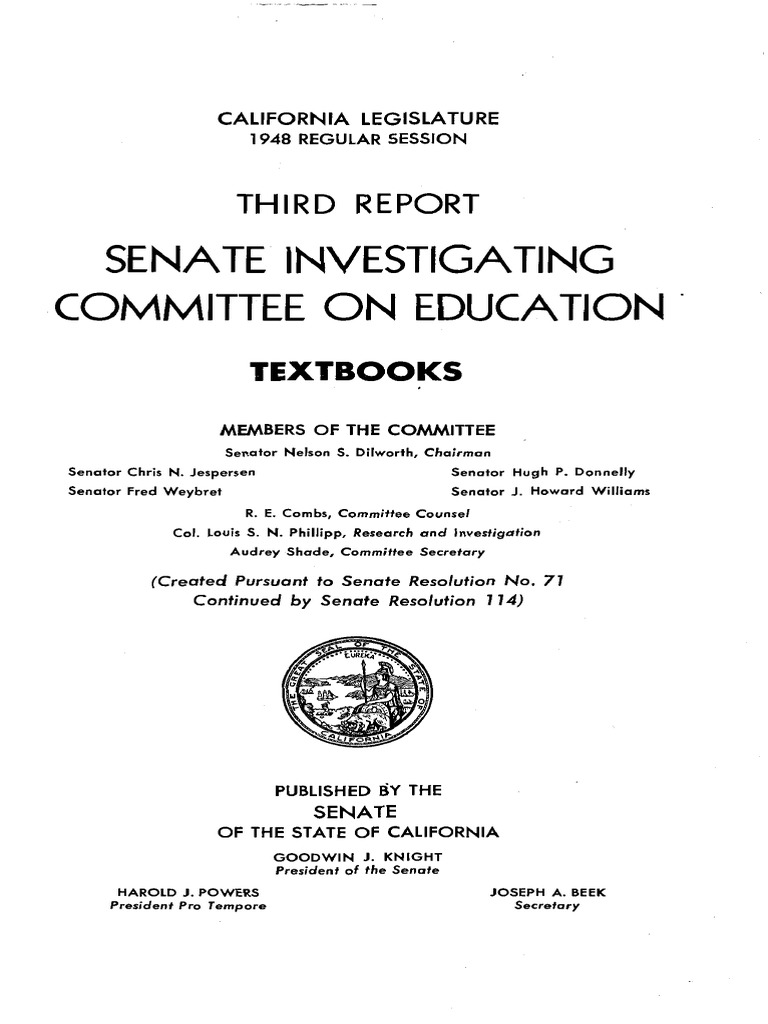 Senate - Investigating - Committee - On - Education California ...