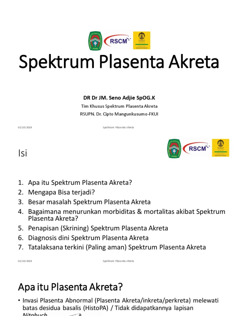 Dr. J.M. Seno Adjie, SpOG (K) - Spektrum Plasenta Akreta | PDF
