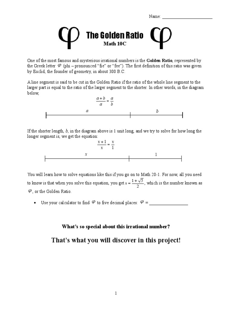 Golden Ratio Project Ver 4 Shorter | PDF | Ratio | Significant Figures
