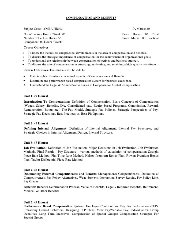 Compensation and Benefits 16mbahr303 | PDF | Employee Benefits | Employment