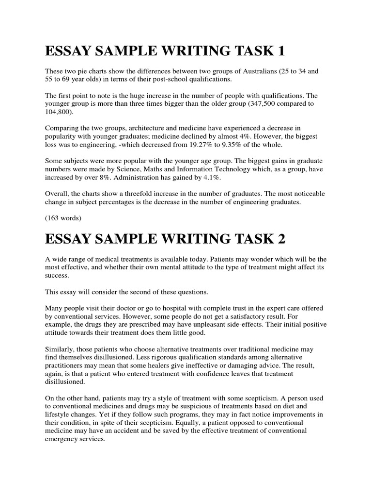 Essay Sample Writing Tasks 1 & 2 | PDF | Alternative Medicine | Health Care