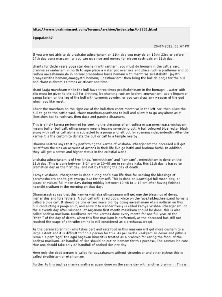 Monthly Masikam Ritual Procedures | PDF | Wife | Nature