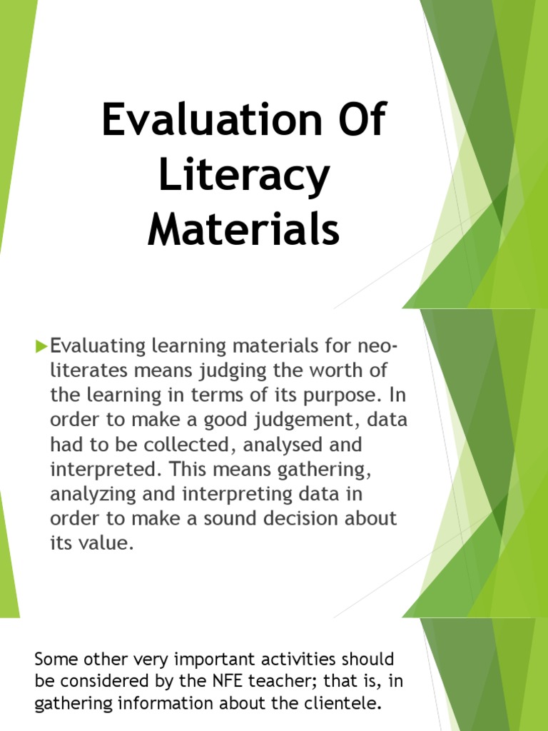 Evaluation of Literacy Materials | PDF