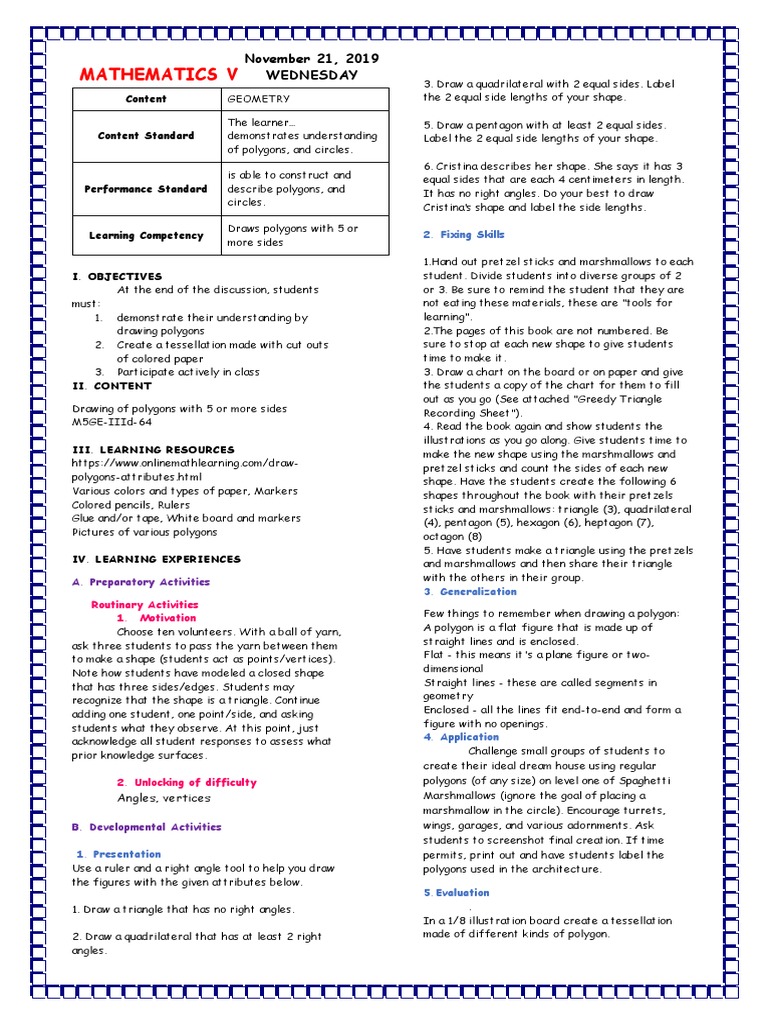 Constructing Polygons and Tessellations: A Hands-On Geometry Lesson ...