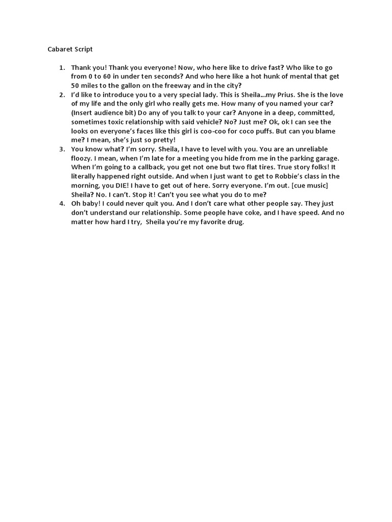 Cabaret Script | PDF