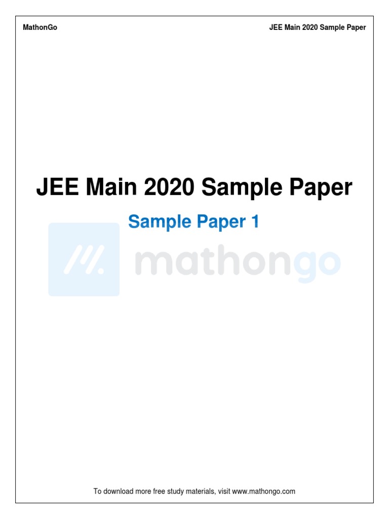 Jee Main Mock Test 01 Mathongo Pdf