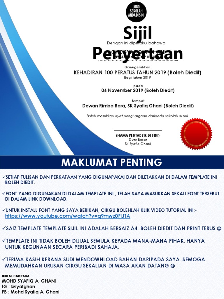 Template Sijil 4 | PDF