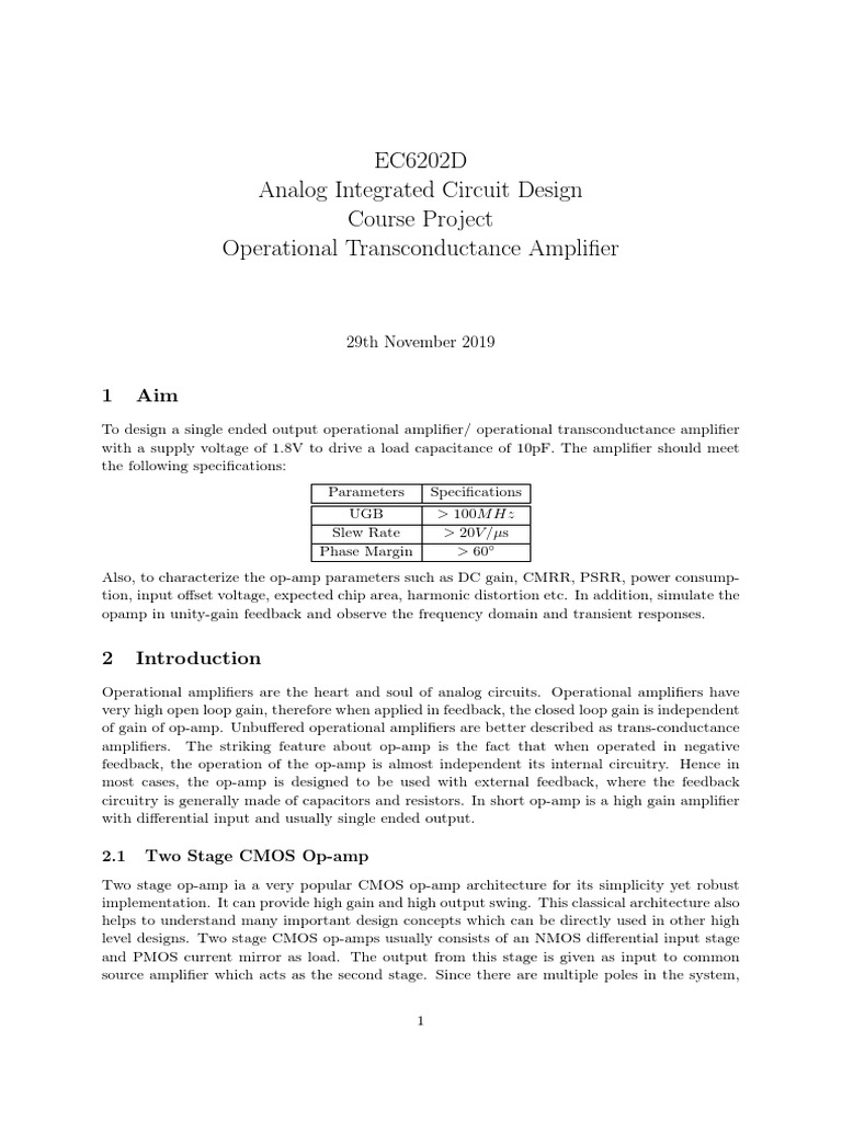 OTA Design | PDF | Operational Amplifier | Amplifier