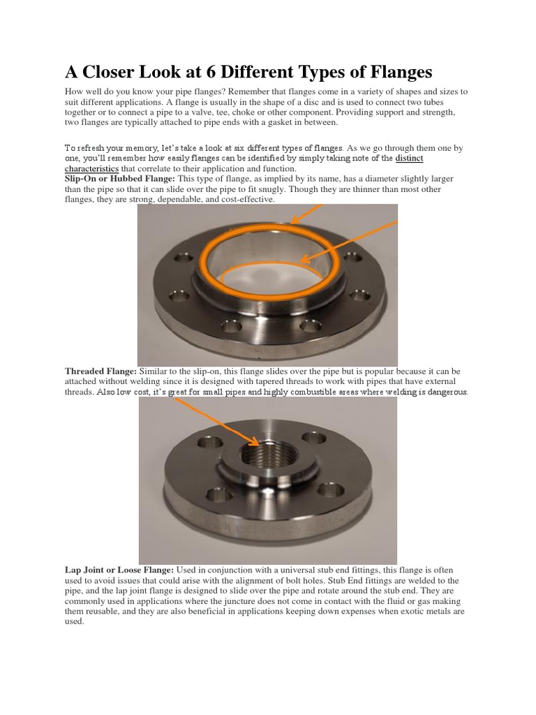 A Closer Look at 6 Different Types of Flanges | PDF | Pipe (Fluid ...