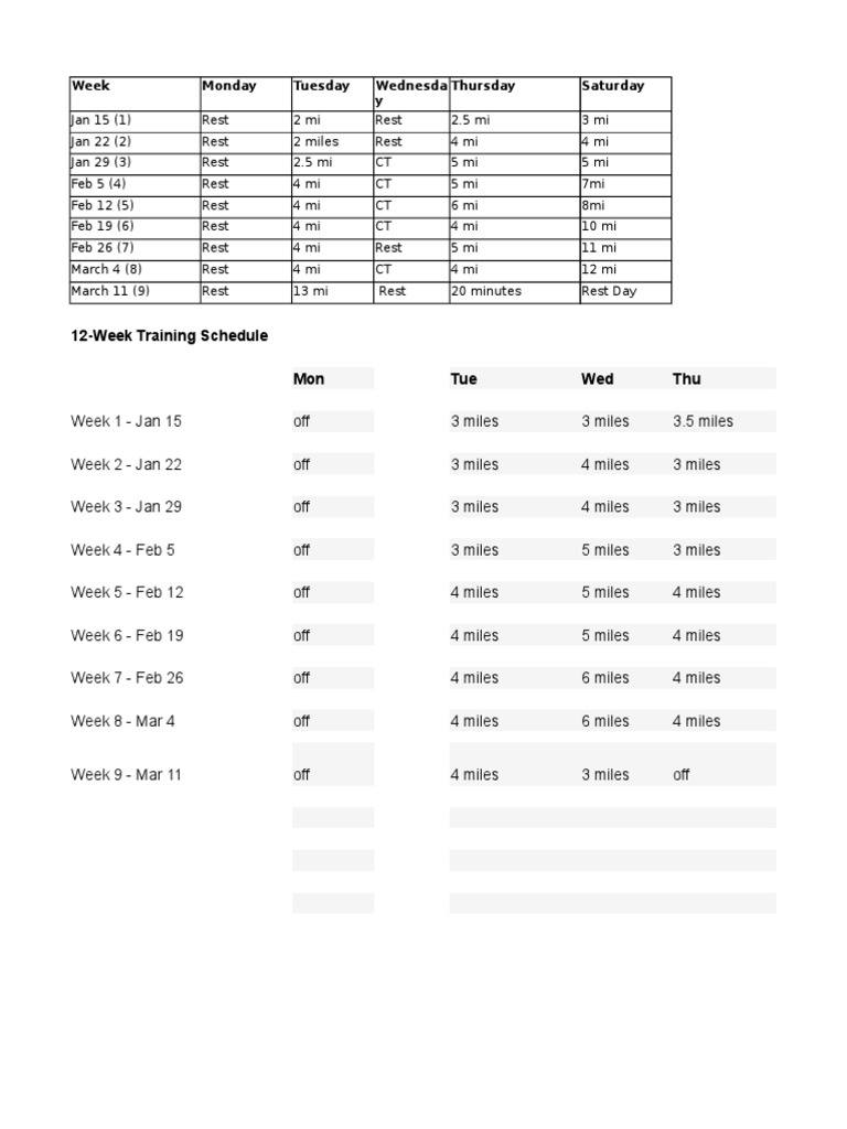12-Week Running Training Plan | PDF