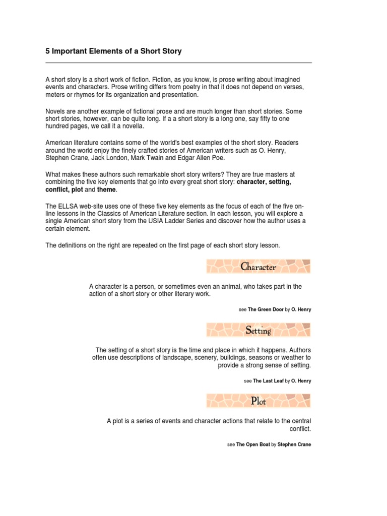 5 Important Elements of A Short Story | PDF | Narrative | Short Stories